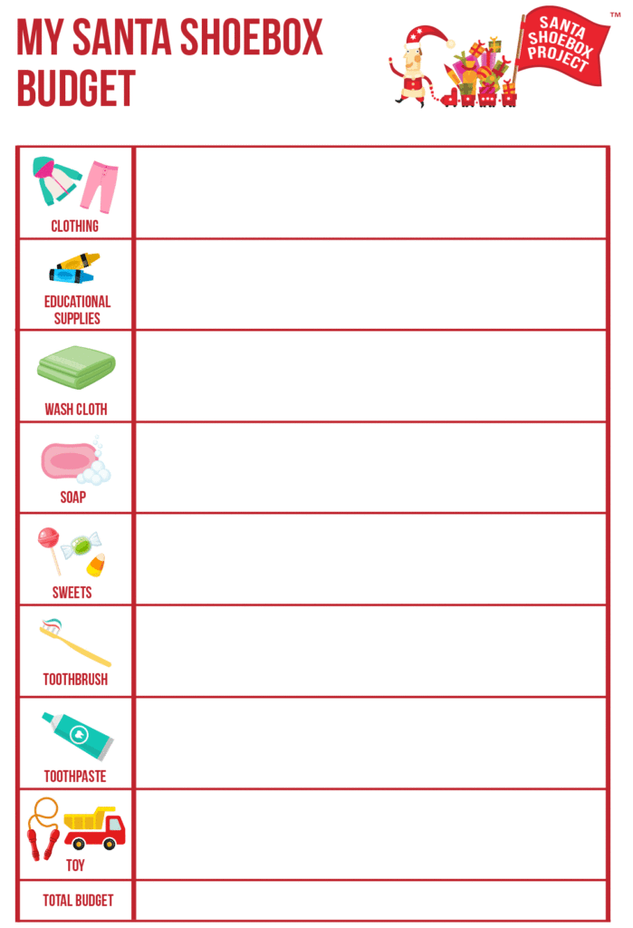 Budget-Sheet – Santa Shoebox Project